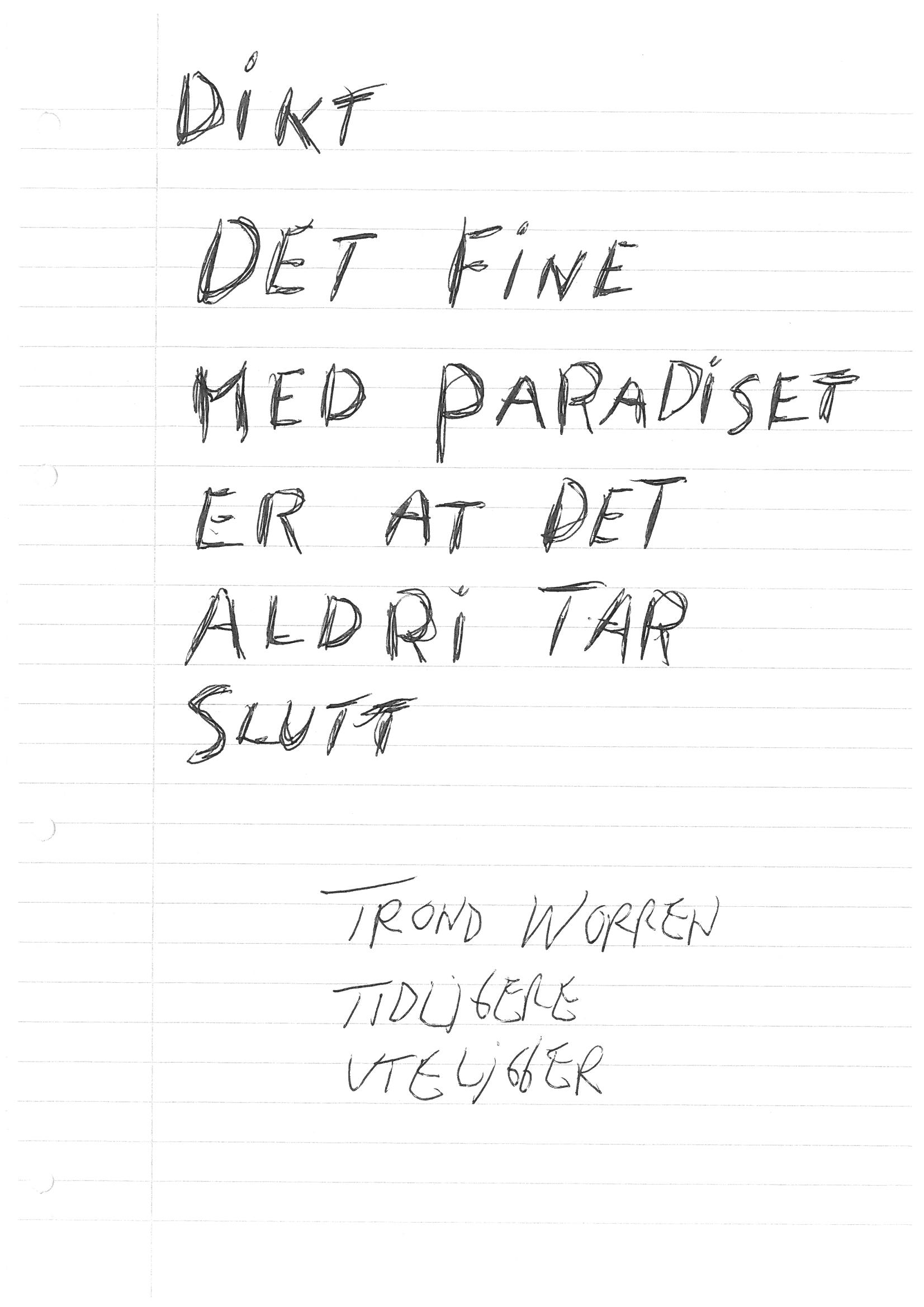 Dikt – Det Fine Med Paradiset – Trond Worren